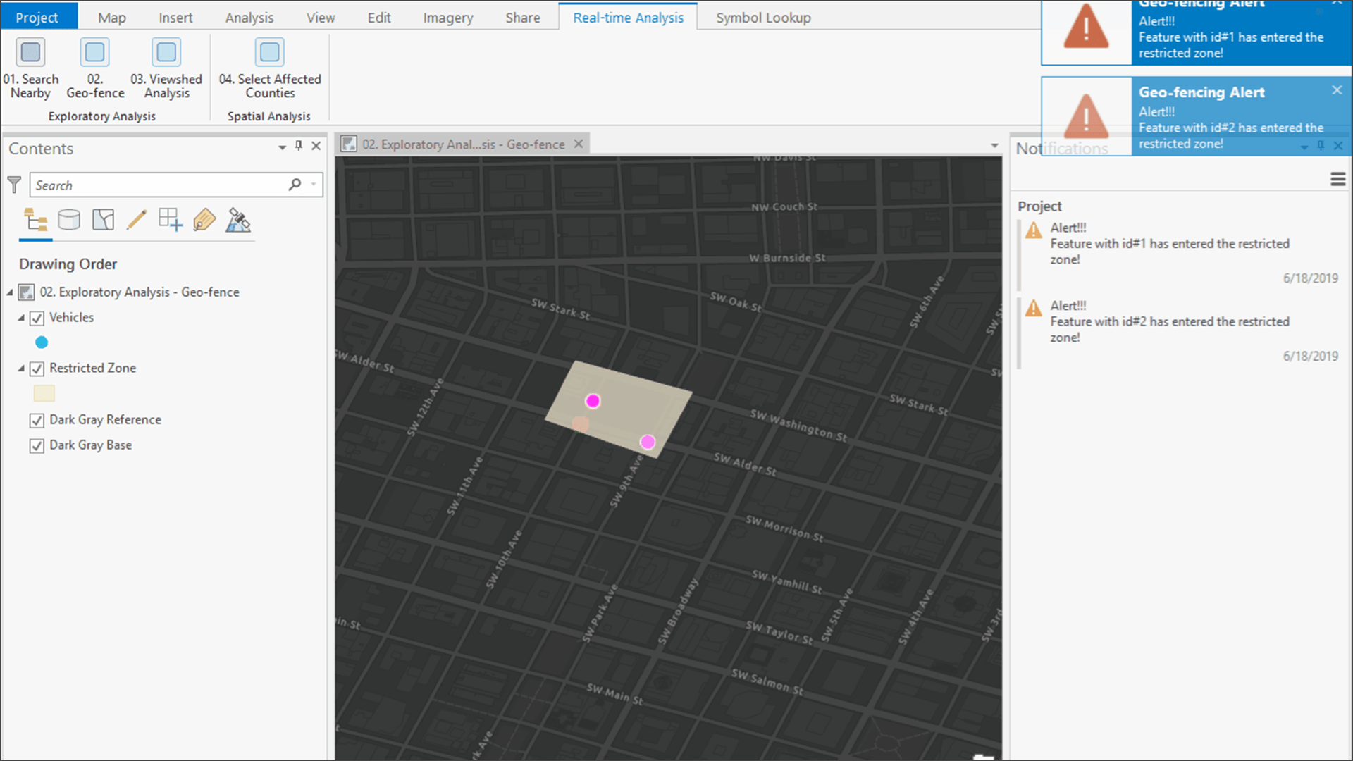 Geofencing with Real-Time Data in ArcGIS Pro 2.4