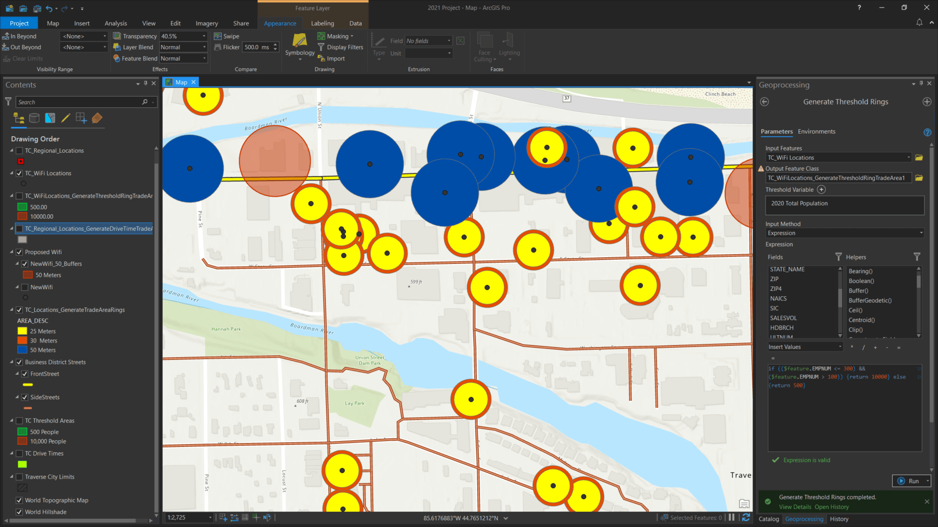 Use Arcade Expressions to customize your data-driven trade areas