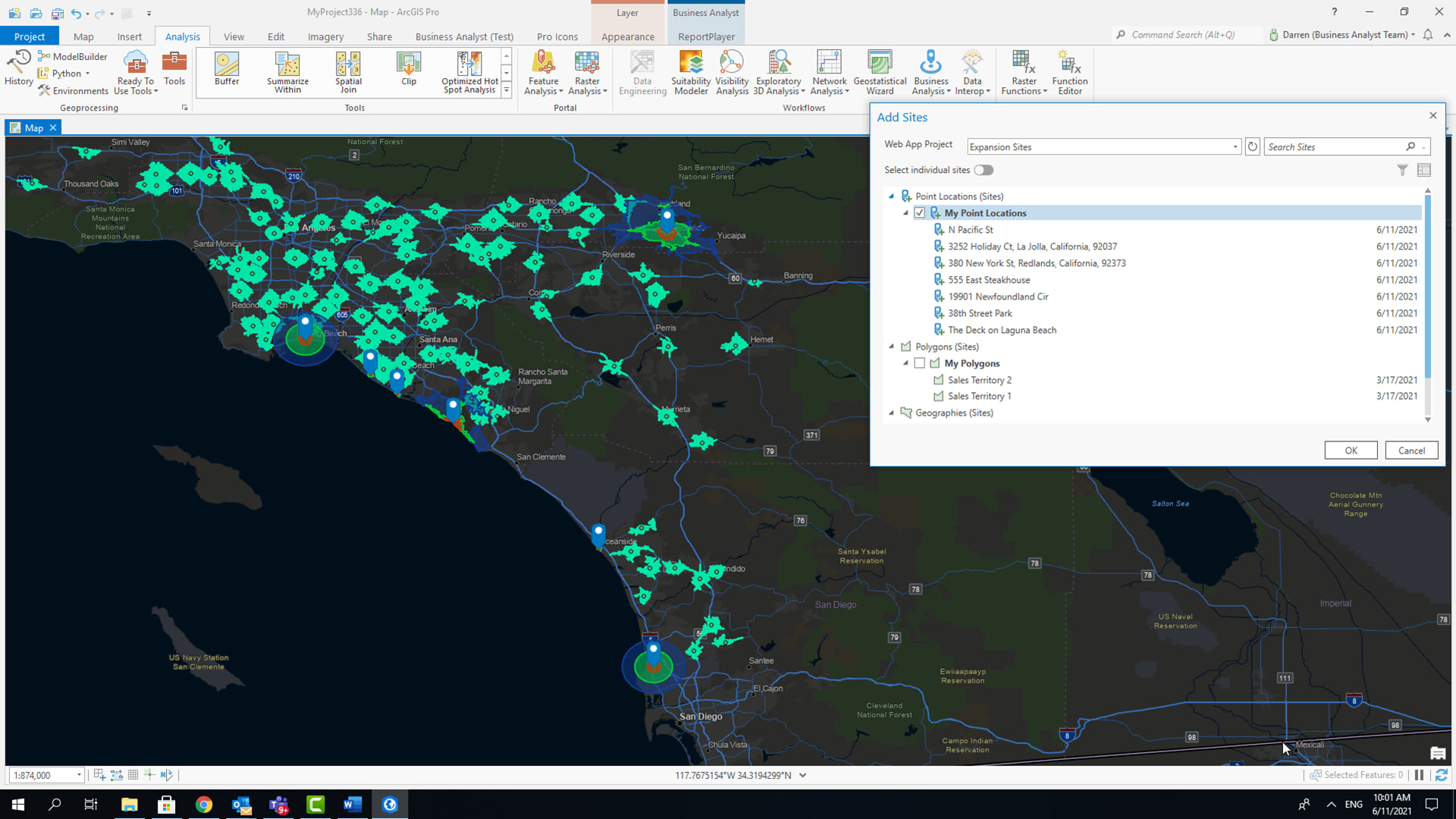 New to ArcGIS Pro – Add ArcGIS Business Analyst Web App Sites