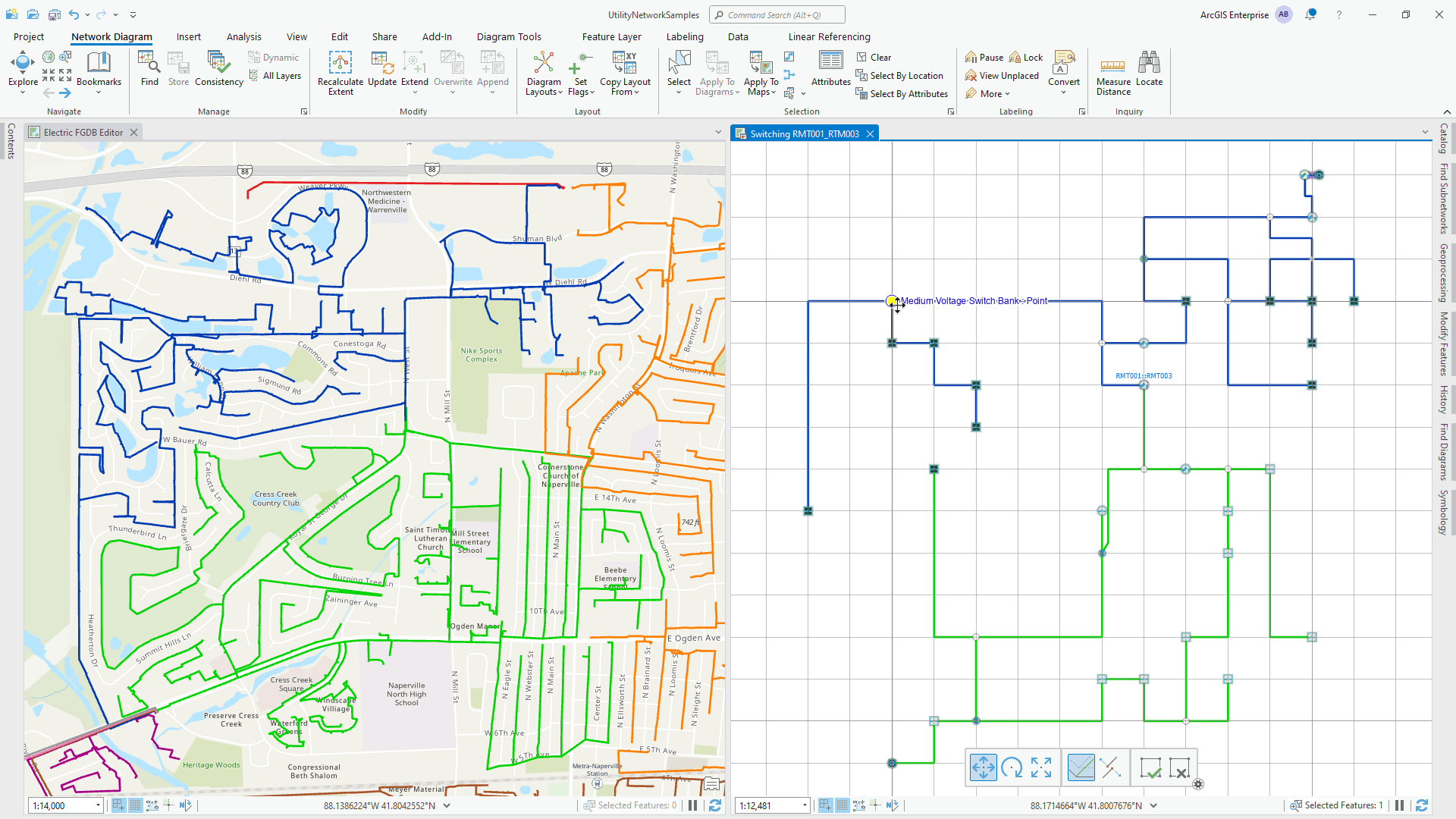 Editing in network diagrams