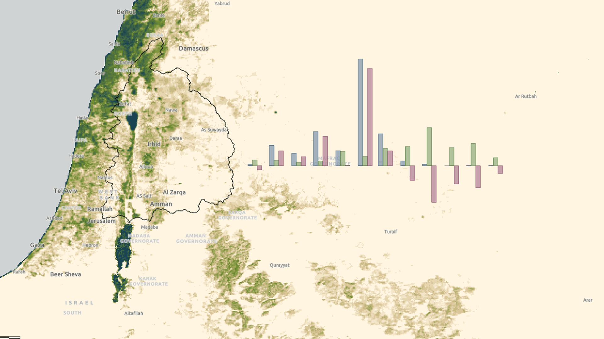 Water Availability in the Jordan River Basin using Living Atlas Layers