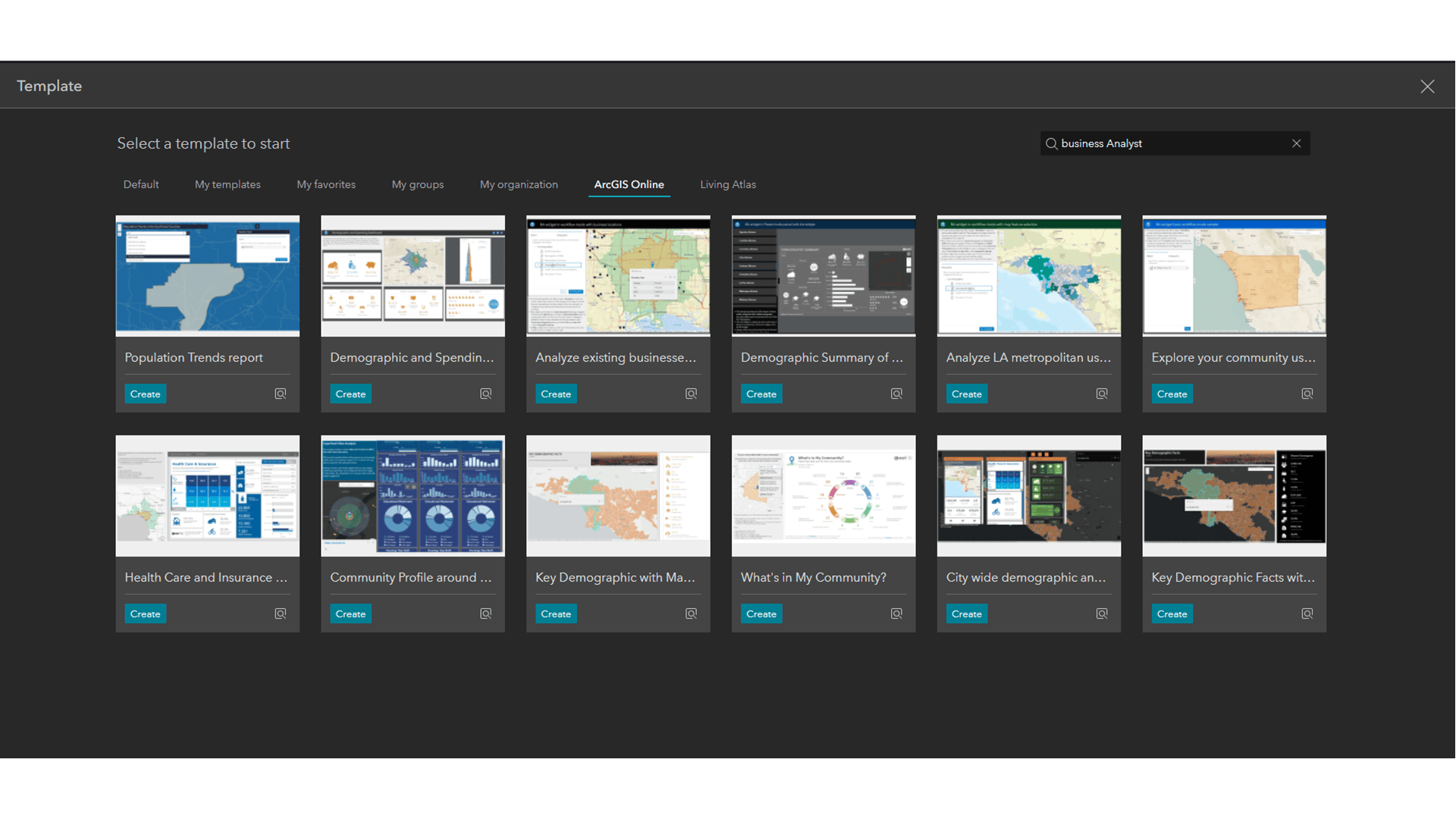 Find and use Business Analyst web experience templates
