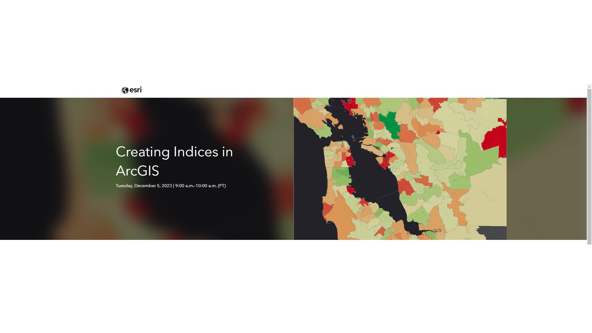 Join our webinar to learn how to create composite indices using ArcGIS