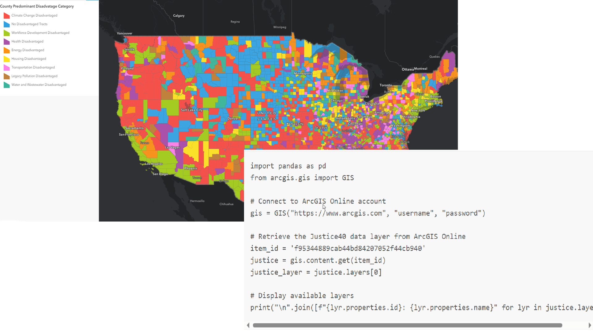 Map Predominant Disadvantage with Justice40 Data Using ArcGIS API for Python