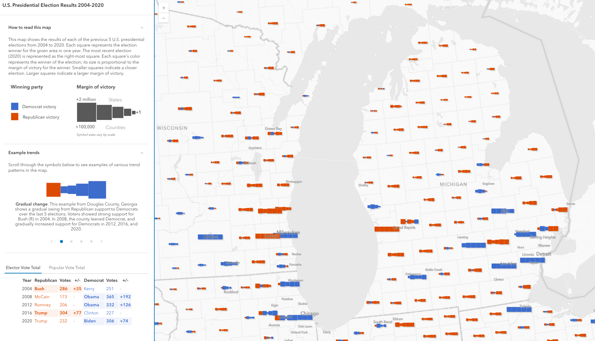 Visualize voting trends in 20 years’ worth of U.S. election data