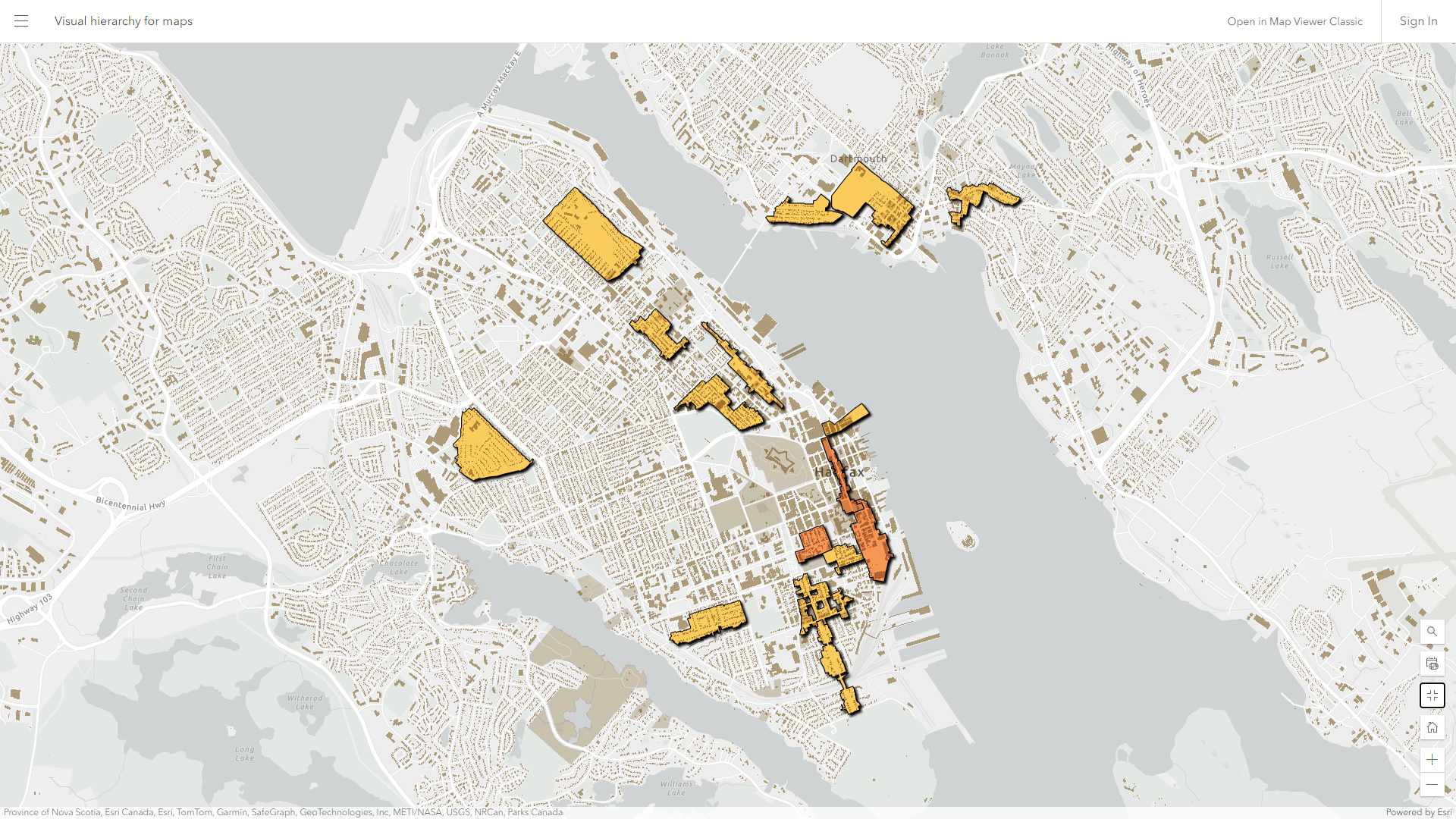 Visual hierarchy for maps